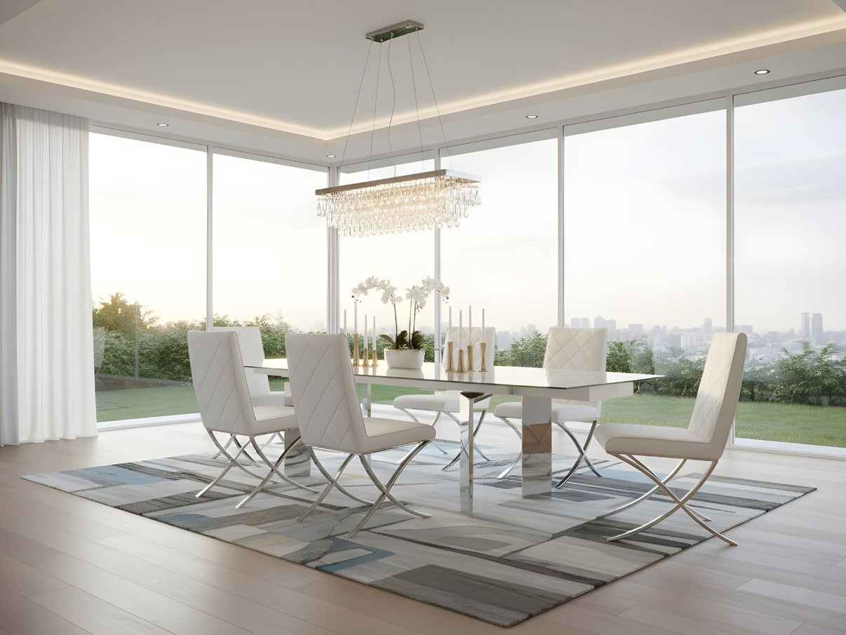 Astor XL motorized dining table with stainless base and rectangular ...